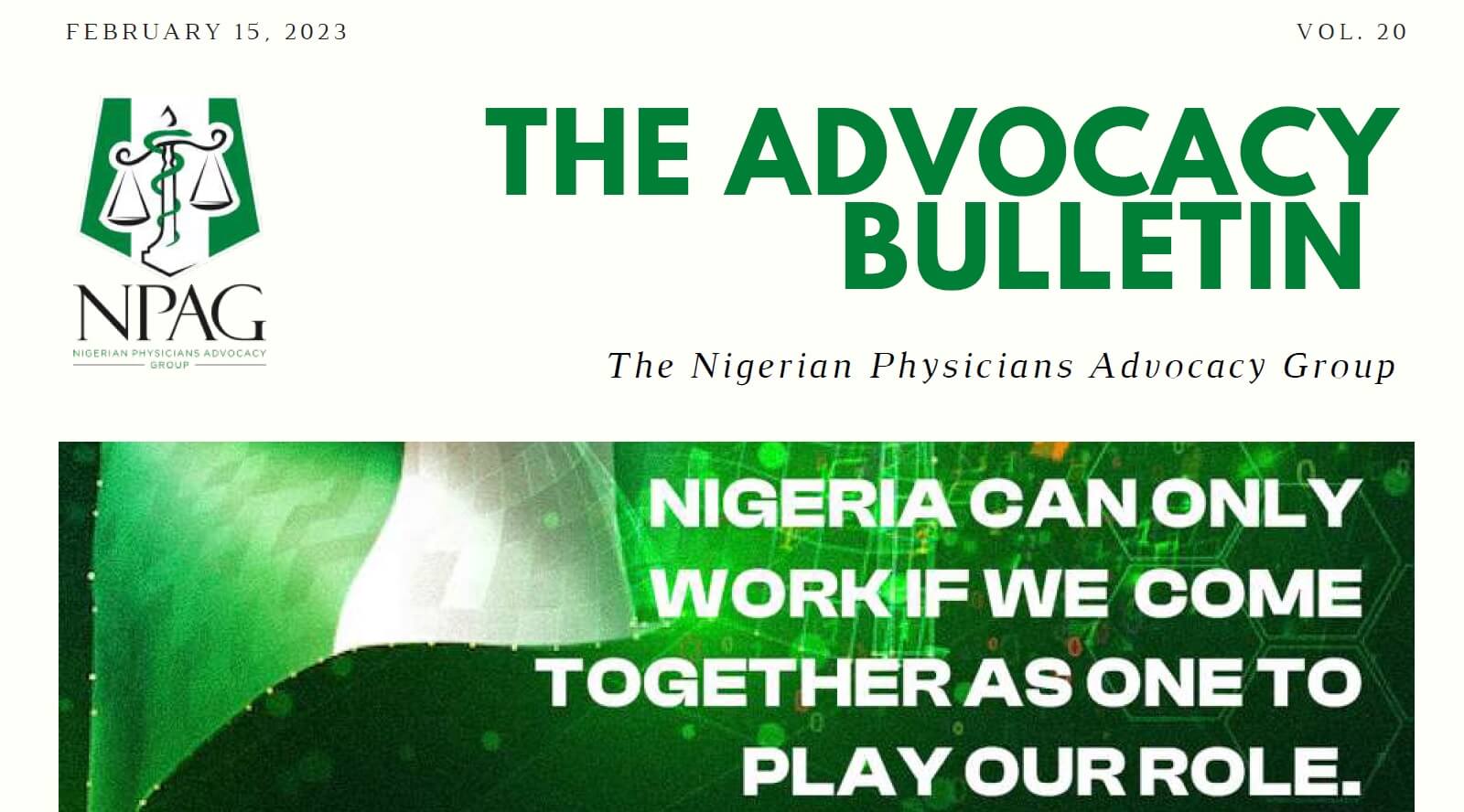NPAG Advocacy Bulletin (Vol. 20) - Nigerian Physician Advocacy Group (NPAG)